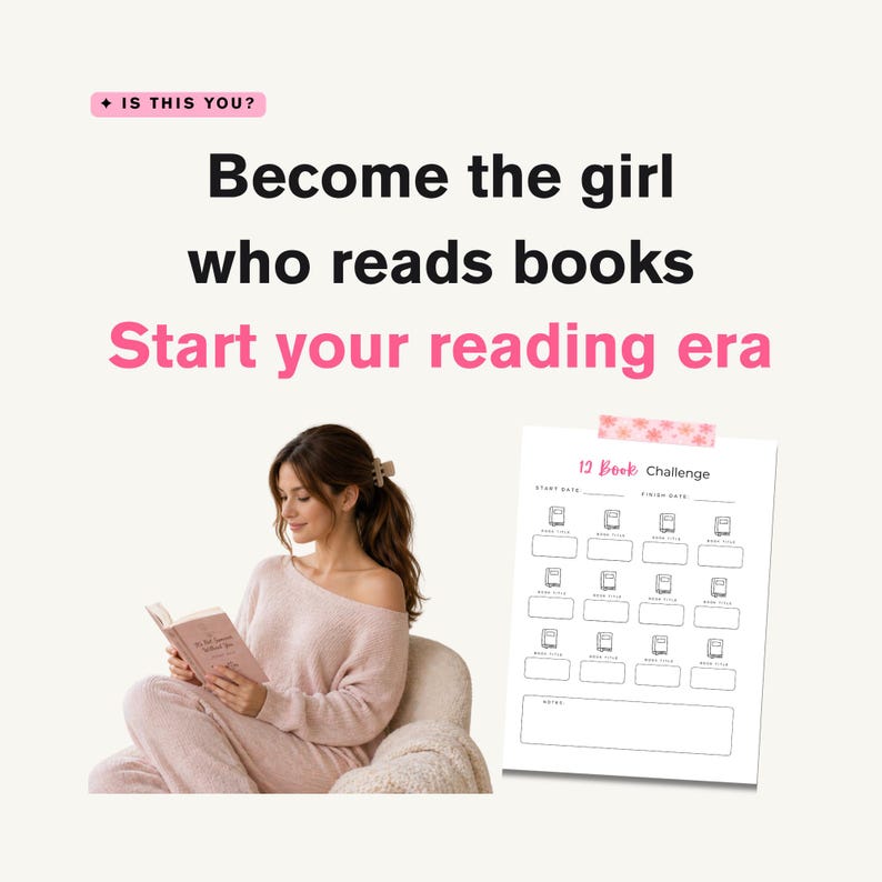 12 Book Challenge Printable | Read Tracker | Yearly Reading Log ...