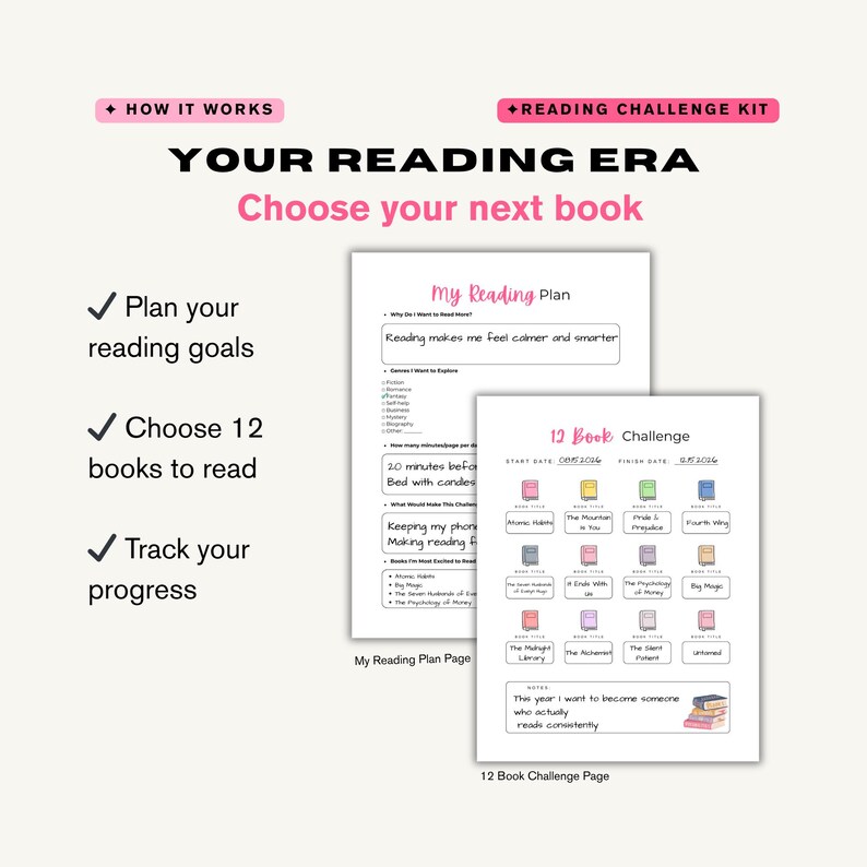 12 Book Challenge Printable | Read Tracker | Yearly Reading Log ...