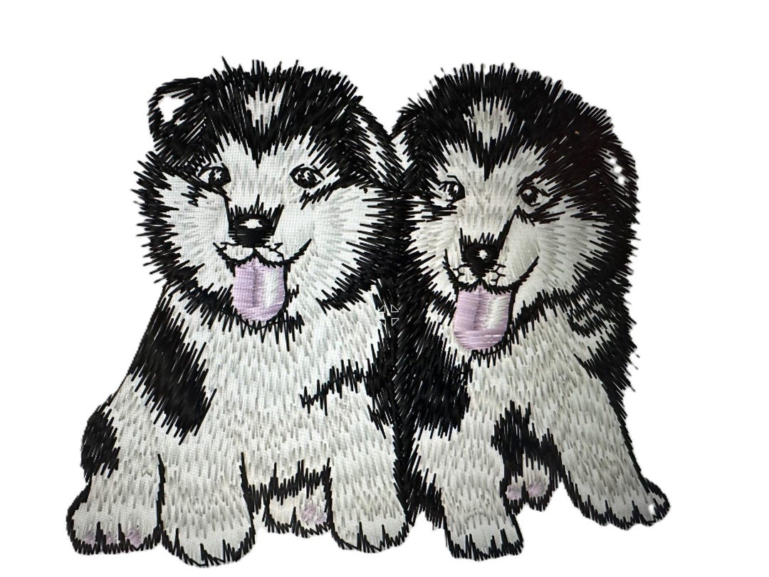 Two Huskies Embroidery Design: Machine Embroidery File (instant ...