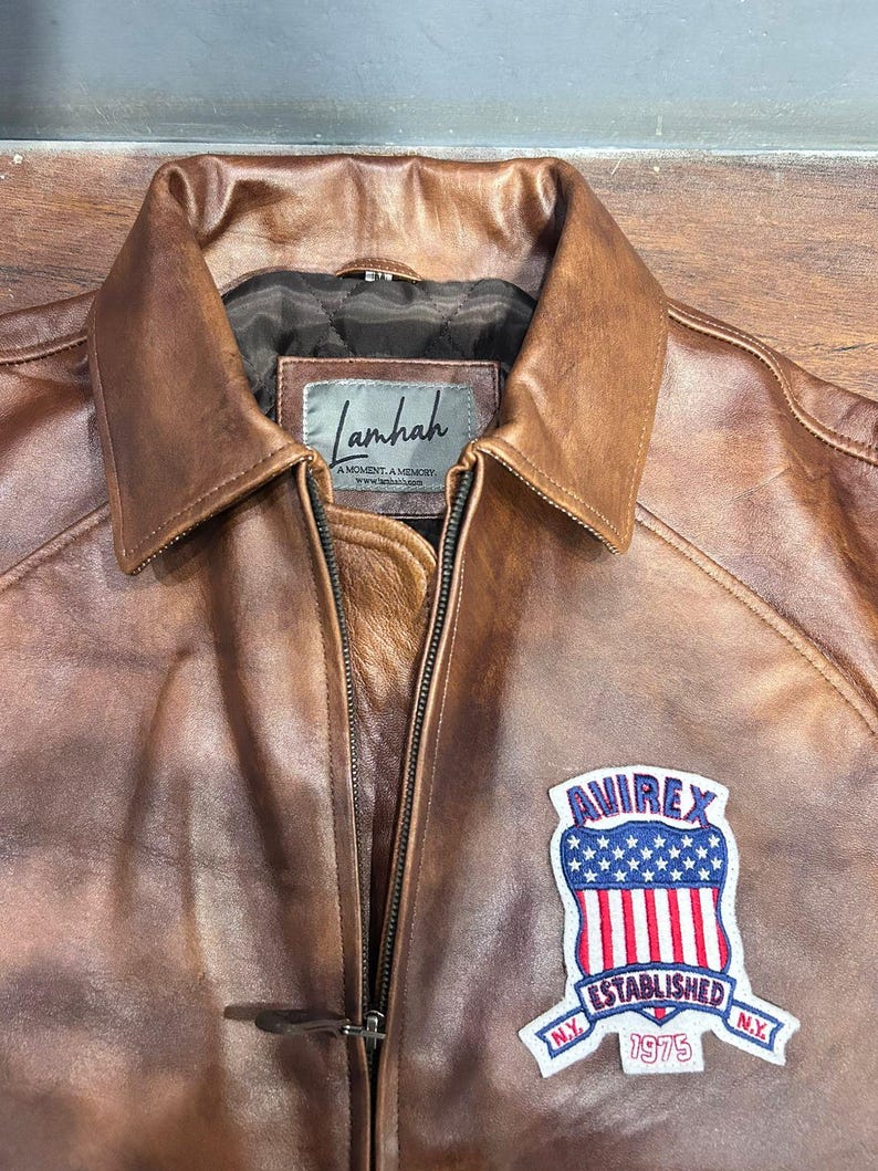 Men's Brown Leather Bomber Jacket: Avirex Pilot Style (replica ) - Etsy