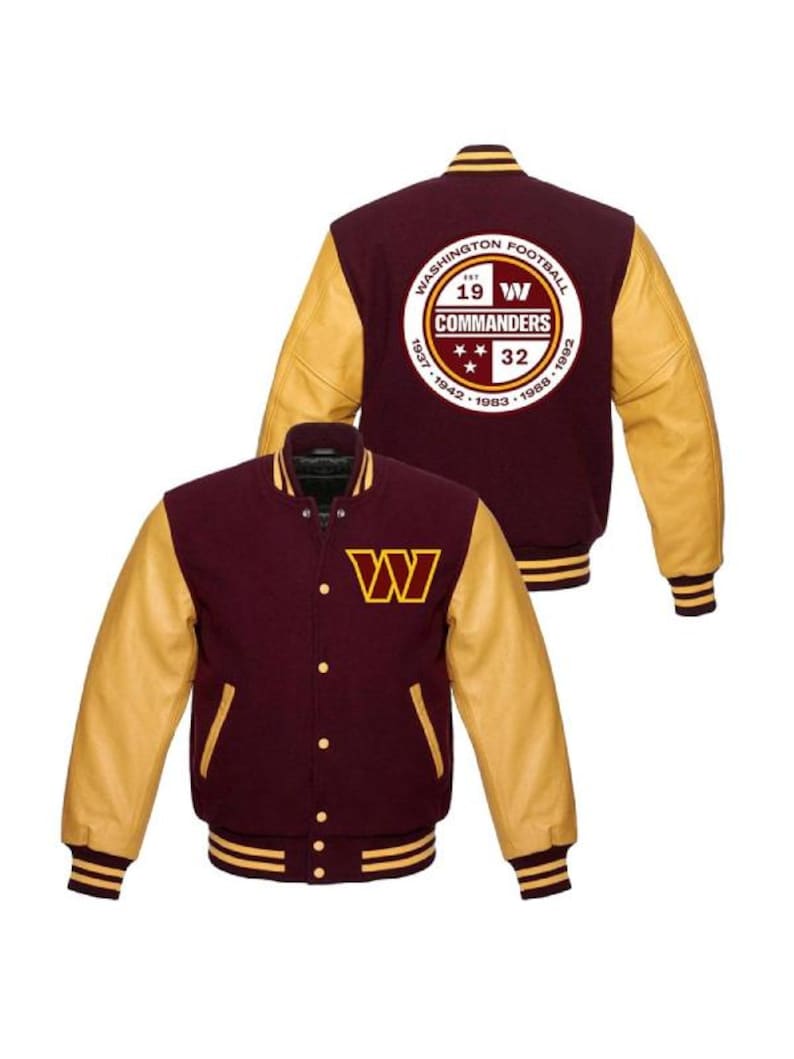 Washington Commanders Varsity Jacket |american Football Rugby Letterman ...