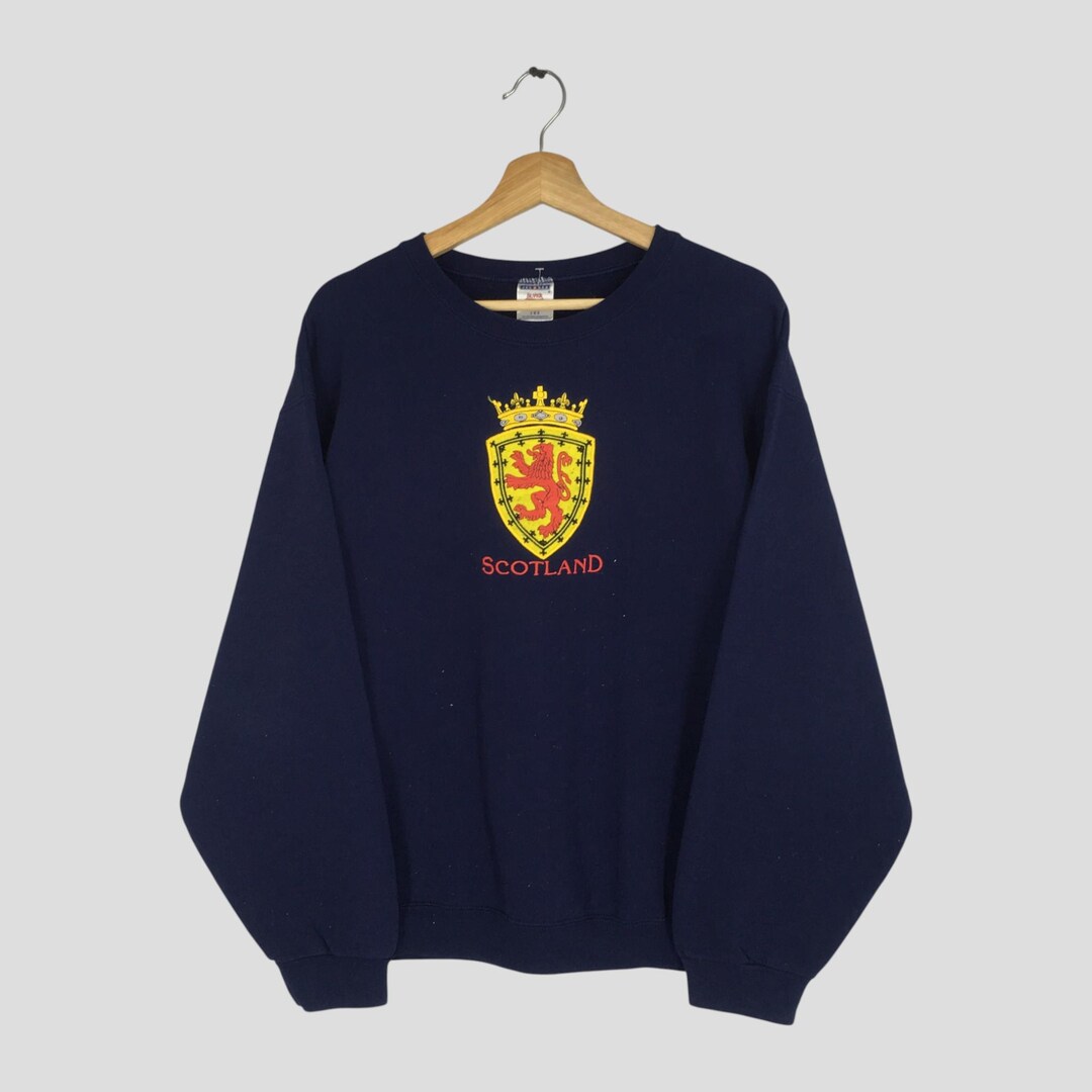 Vintage Y2K Scotland Blue Sweatshirt Large Scotland Embroidery Logo Sweater Scotland Crewneck ...