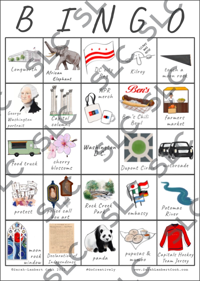 Washington DC Travel Bingo ONE Card Explore the Capital - Etsy