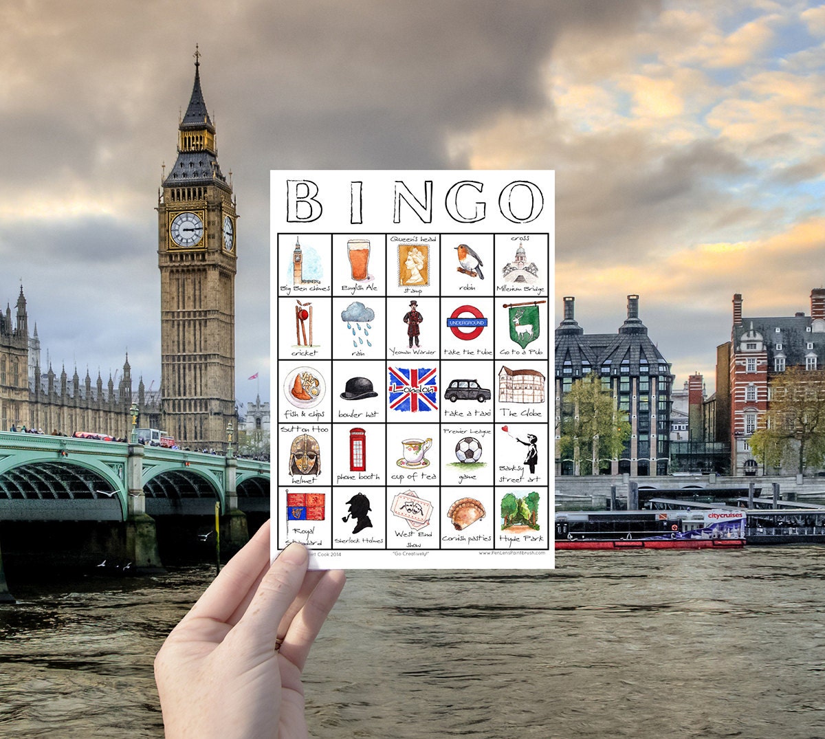 London Explorer Bingo - ONE Card - Printable Travel Game, Big Ben ...