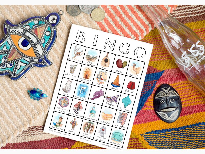 Morocco Travel Bingo ONE Card Printable Game Card Digital - Etsy