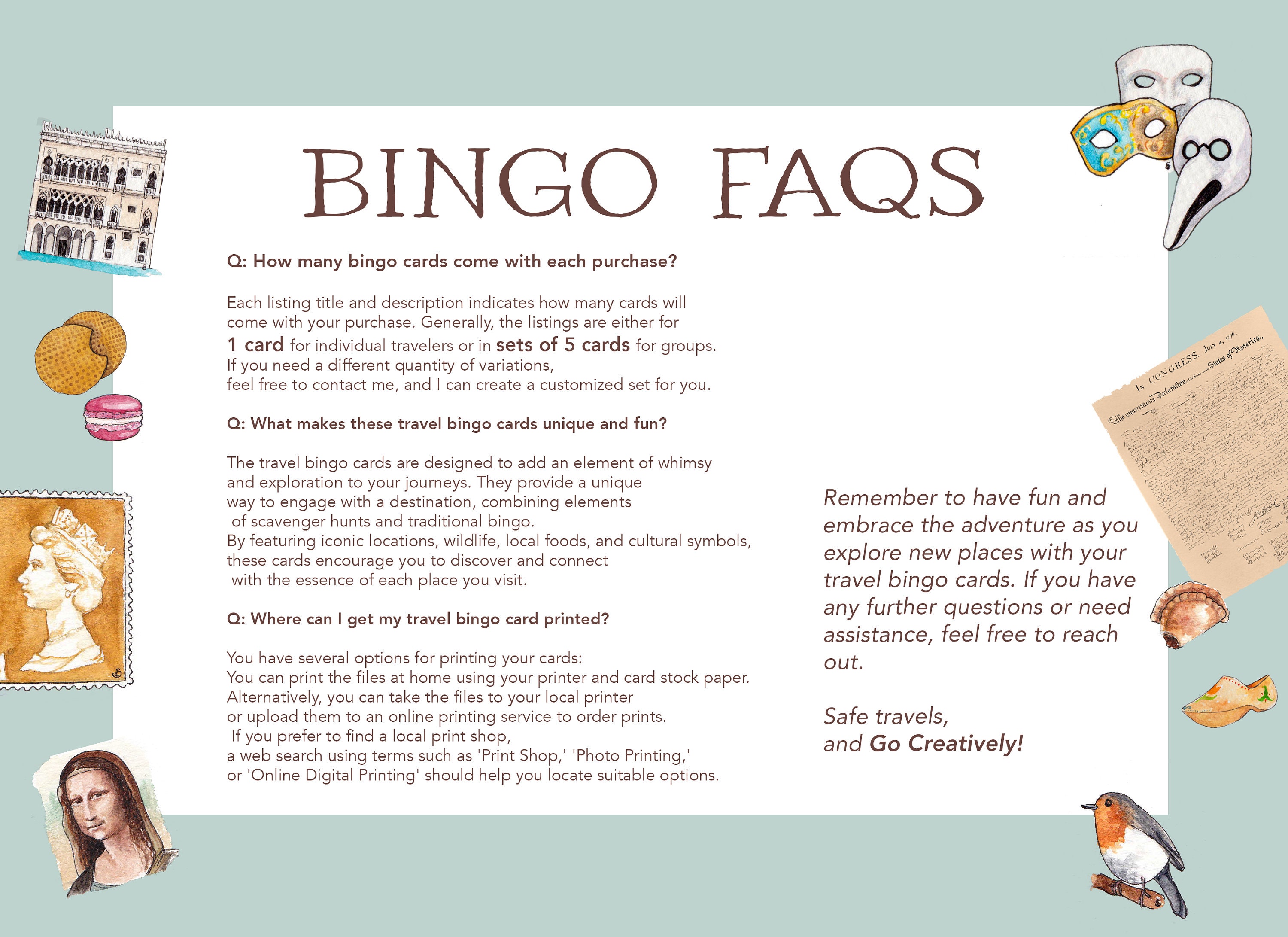 Washington D.C. Travel Bingo - Set of FIVE - Instant Download ...