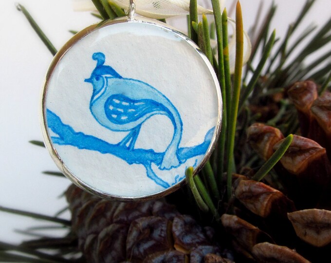 Partridge Ornament Blue Christmas Decor Folk Art - Etsy