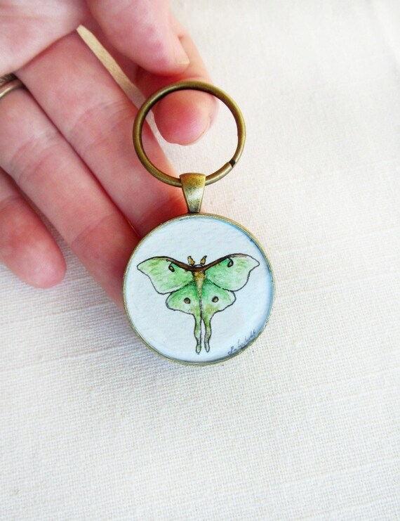 Items similar to Luna Moth keychain -- RETIRING JUNE 6 -- watercolor ...