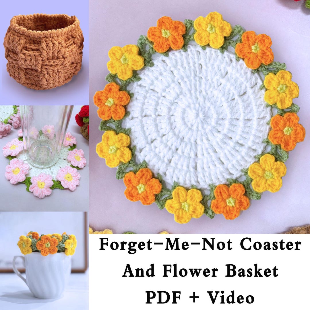 Forget-me-not Bouquet Coaster Set PDF Written Crochet Pattern,pdf ...