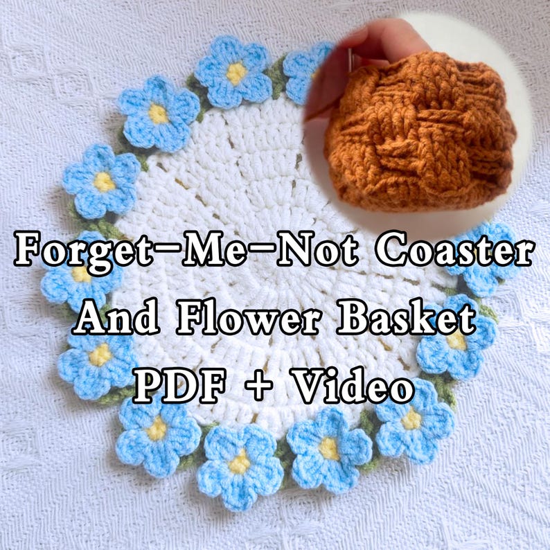 Forget-me-not Bouquet Coaster Set PDF Written Crochet Pattern,pdf ...