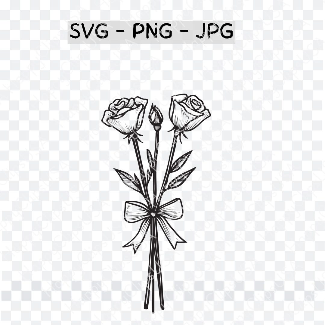 9 June Birth Flower SVG, PNG, JPG, Rose Flower Bouquet Circuit File ...