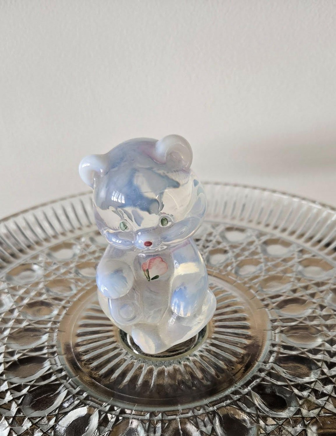 Fenton Glass Bear Opal Iridescent With Flowers, Opalescent, Fenton ...