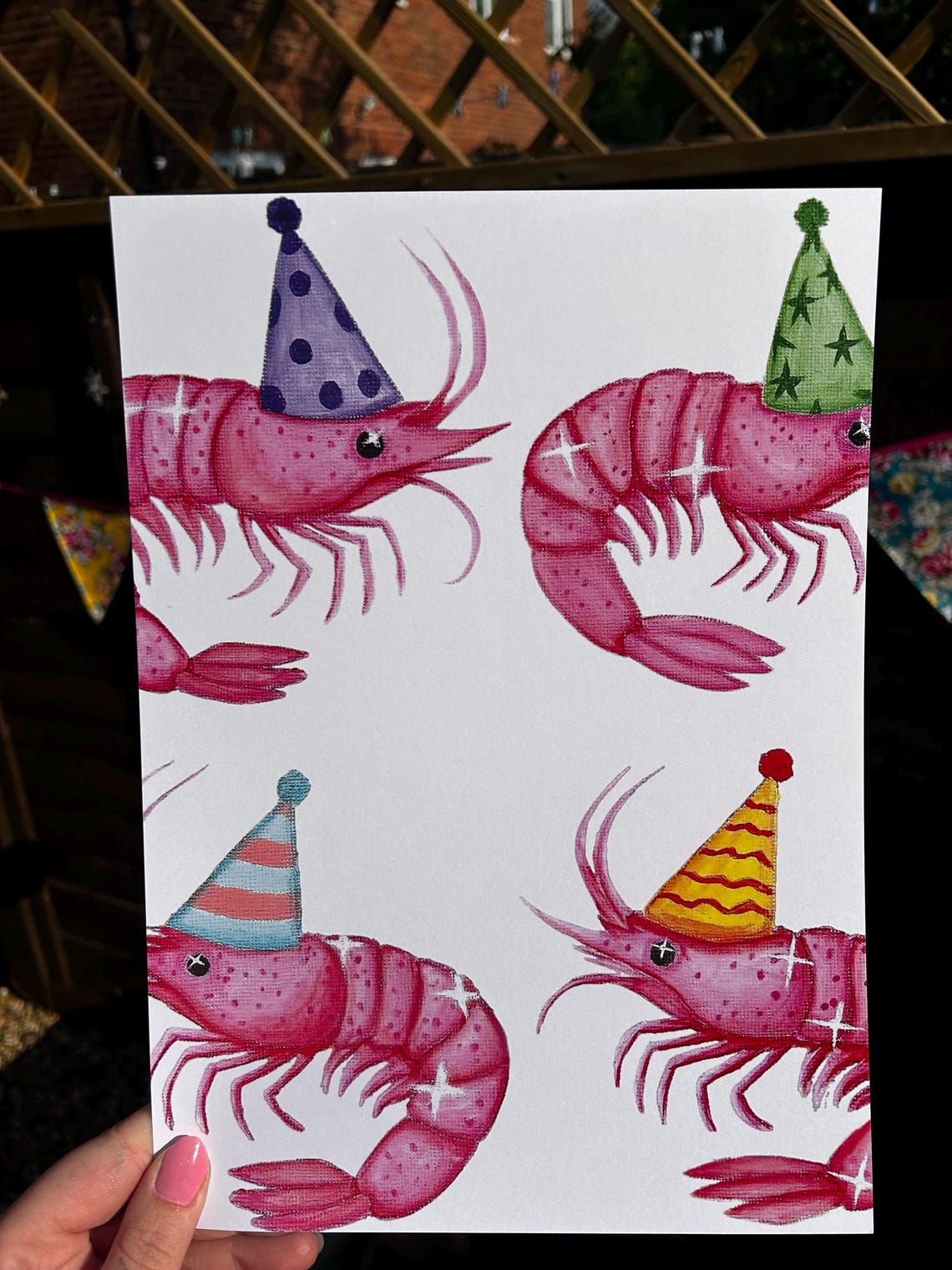Shrimp Art Print | Acrylic Shrimps With Party Hats | Fun Seafood Wall ...
