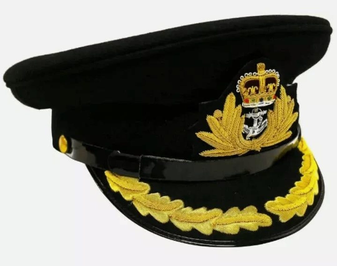 Royal Navy Officer Hat – Black Captain’s Peaked Cap - Etsy