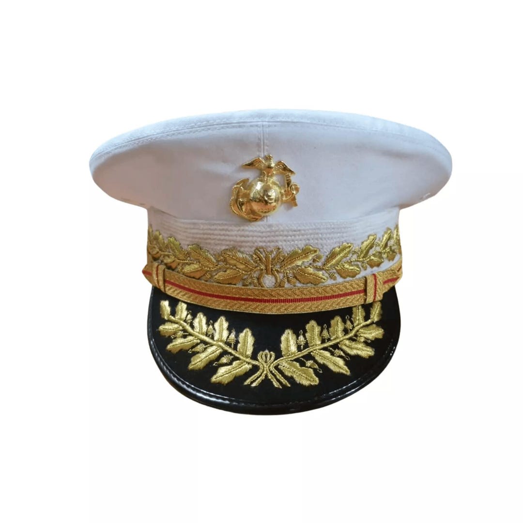 USMC Commandant Dress White Hat | the Salute Uniforms Replica Cap - Etsy