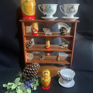 Cottagecore Wooden Display Shelf With Mirrored Back | Curio Collector ...