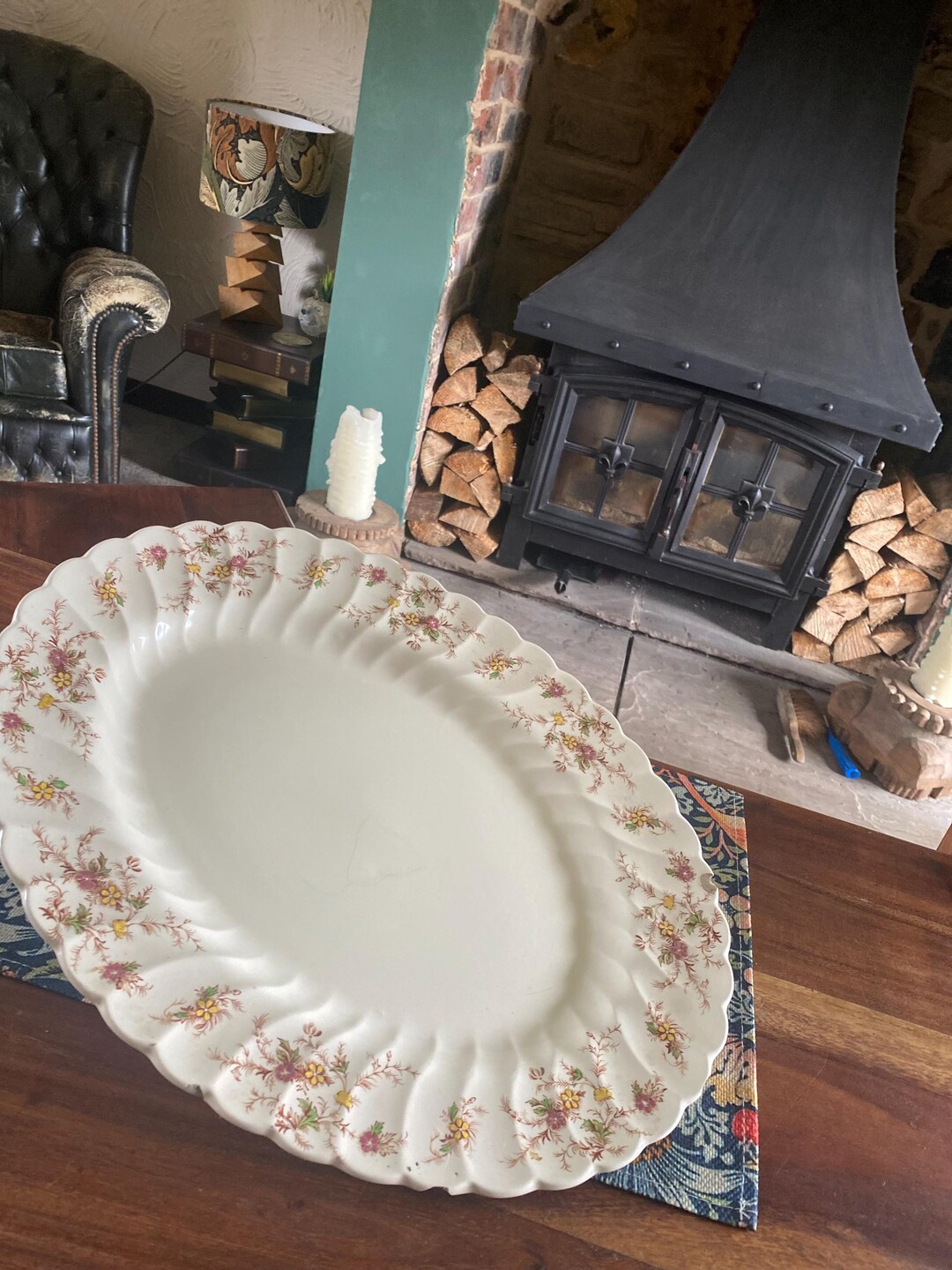 Vintage Myott Heritage Floral Scalloped Serving Platter - England (c ...