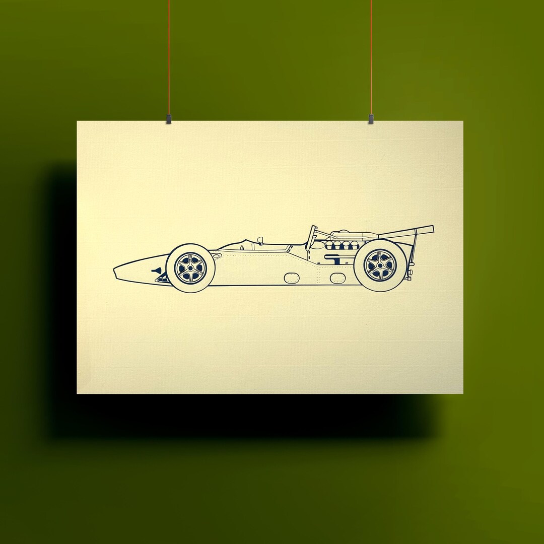 Handmade Stylized Drawing of Lola T90 Racing Car - Colored Paper Art - Etsy