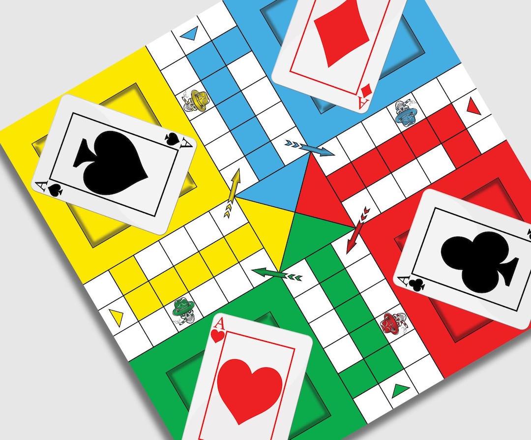 Poker Card Art Ludo Board Game, Printable Family Gift for Board Games ...