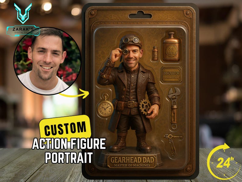 Steampunk Inventor Custom Action Figure Gift for Him, Themed Based AI ...