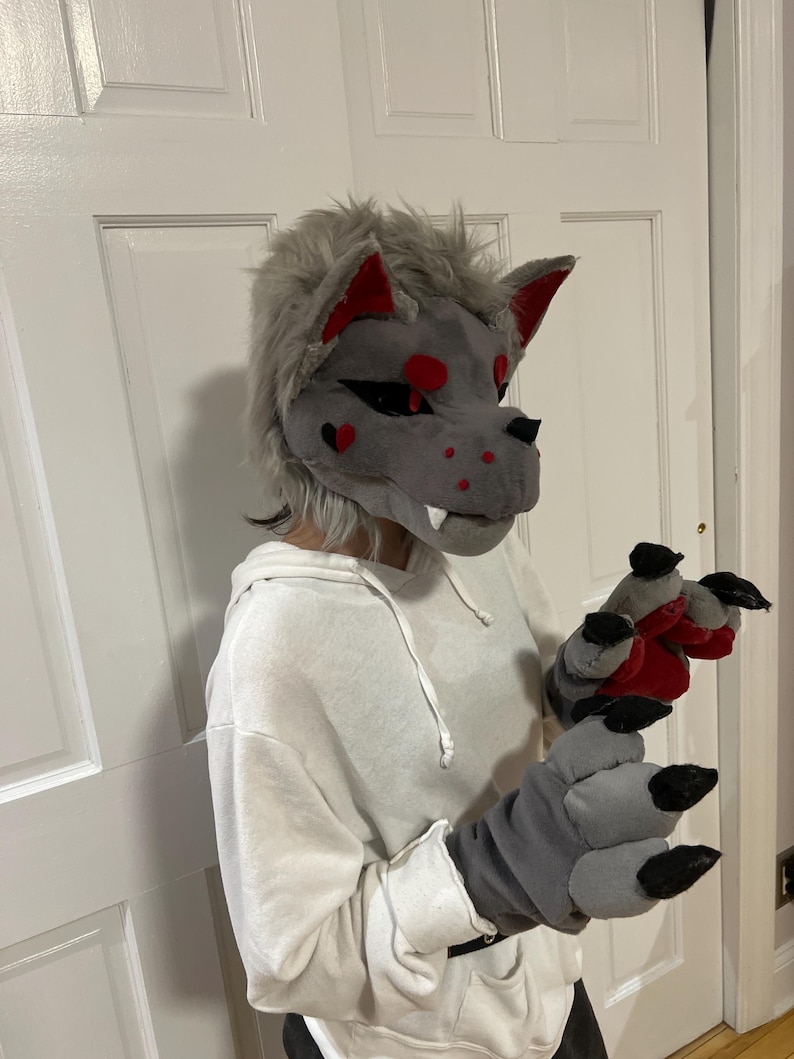HQ Fursuit Dino Mask Partial Furry Head With Paws and Tail - Etsy