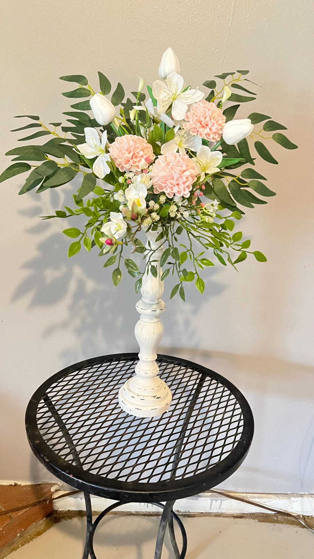 Farmhouse Candle Stick Floral Arrangement - Etsy