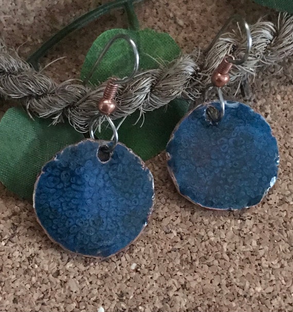 Little Blue Bubbles Dangle Enamel Earrings | Etsy