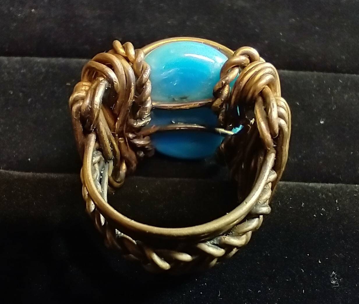 Pharaoh's Woven Wire Ring Bronze Wire Wrap With Large Turquoise ...