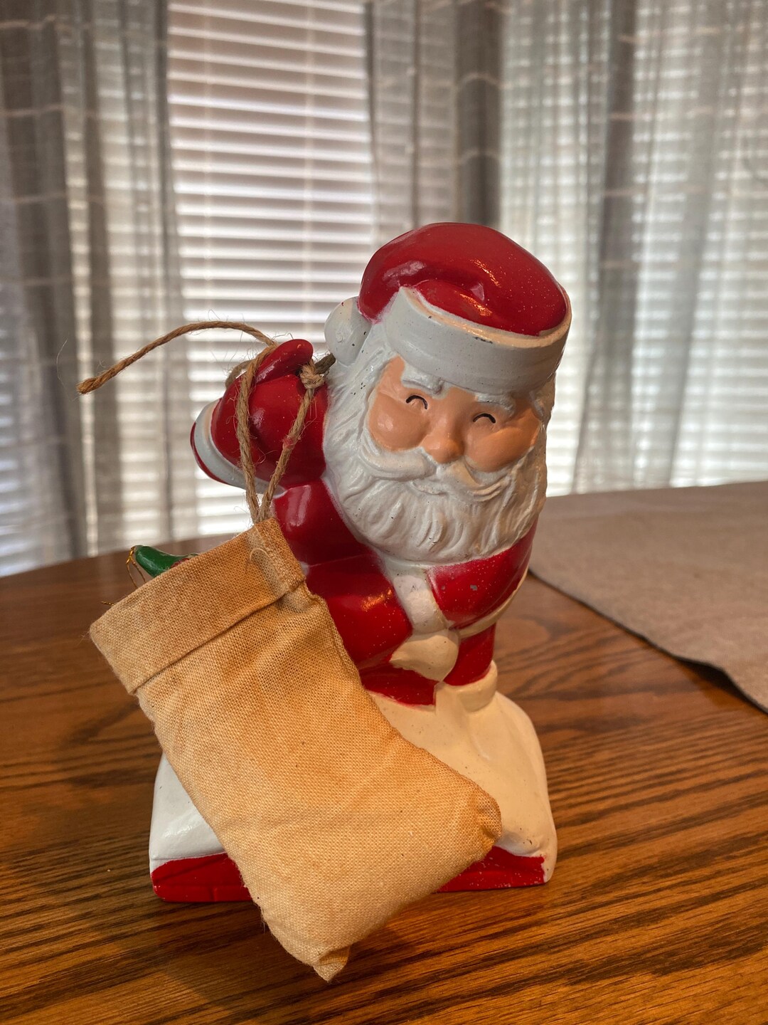 VTG 50s American State Bank Banthrico International Painted Metal Santa ...