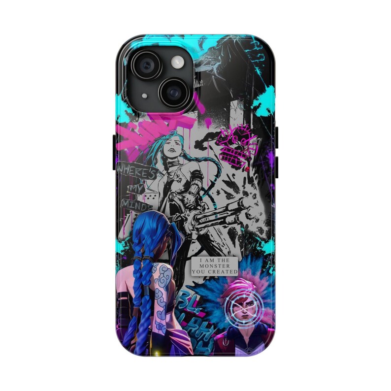 Jinx, Eko, Vi Arcane Anime Cyberpunk Phone Case, Feel Jinx Power ...