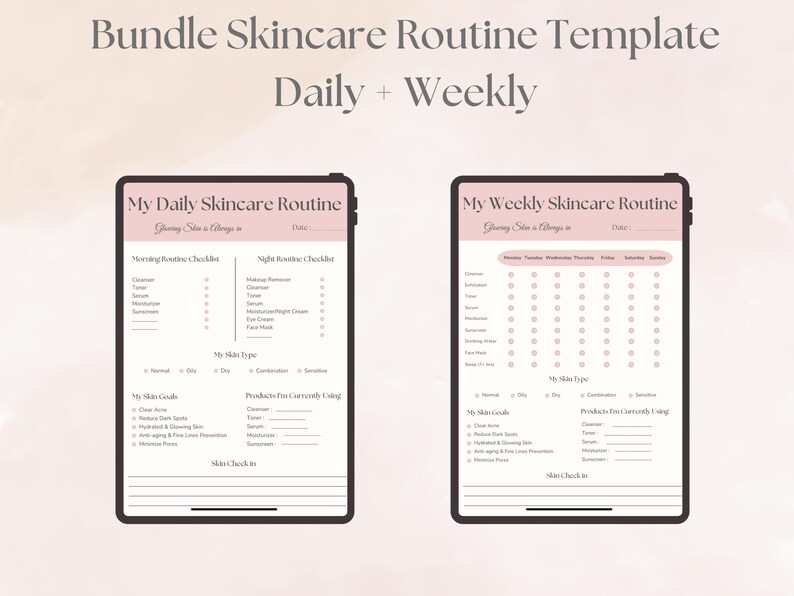 Skincare Routine Tracker Bundle | Daily & Weekly Habit Tracker ...