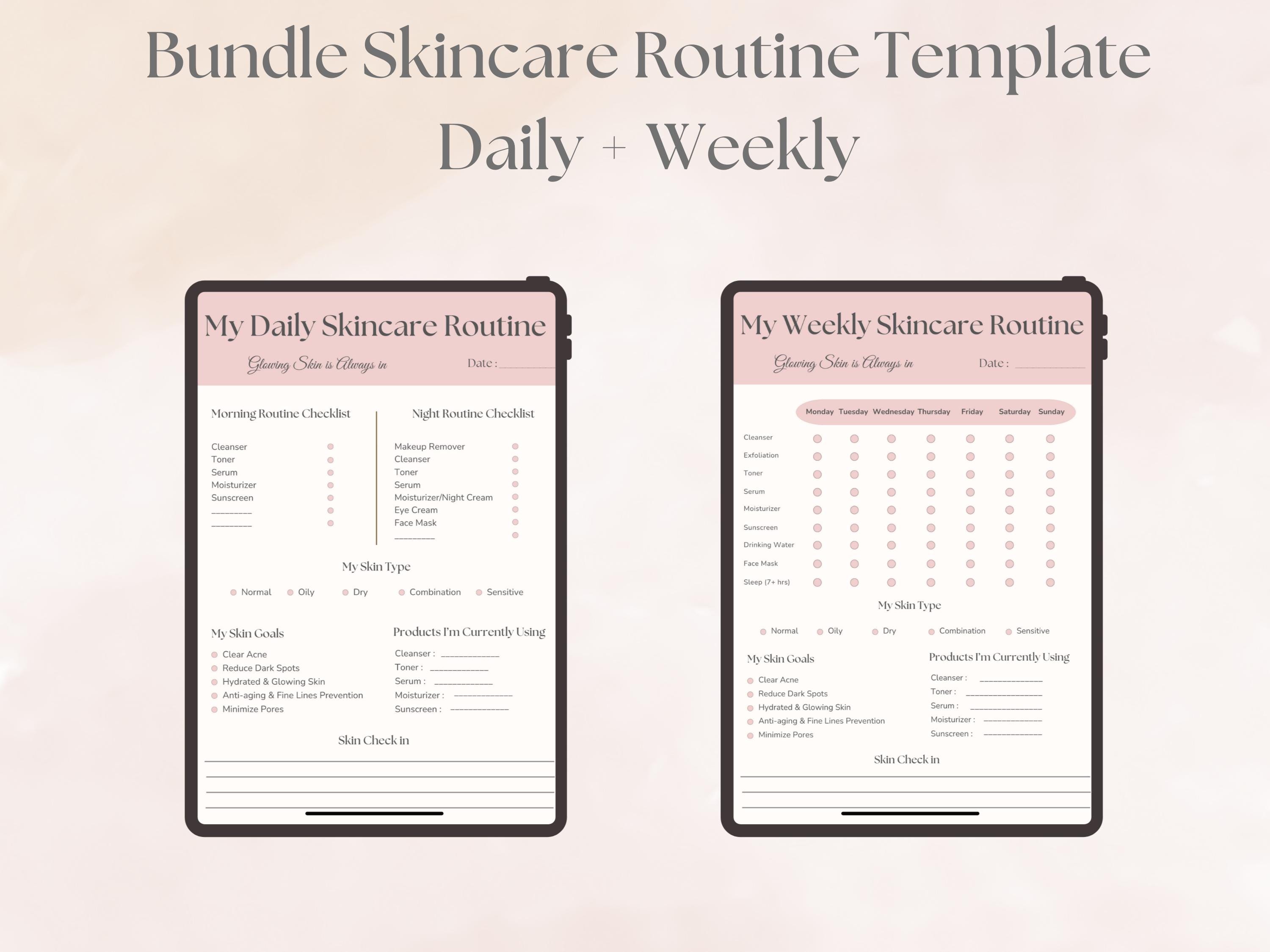 Skincare Routine Tracker Bundle | Daily & Weekly Habit Tracker ...