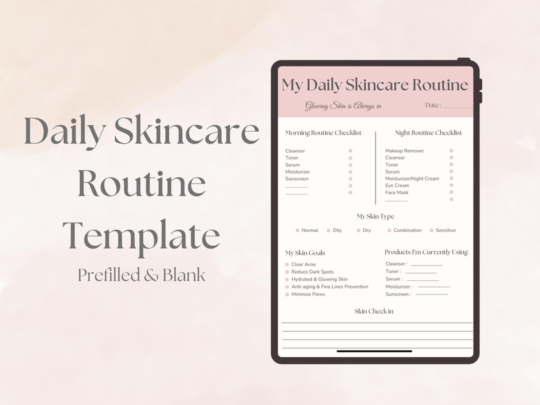 Daily Skincare Routine Tracker Canva Template | Self-care Habit Tracker ...
