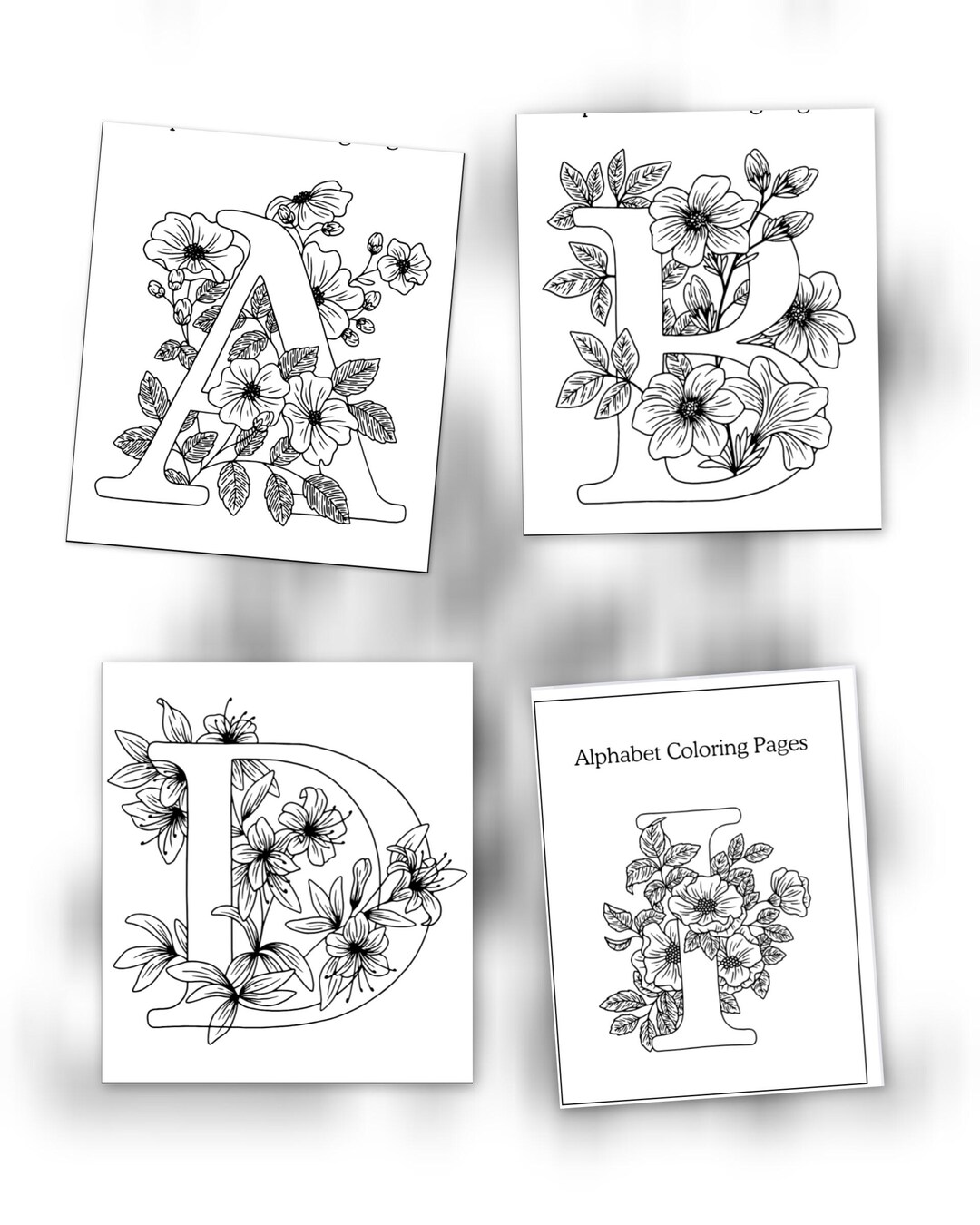 Floral Alphabet Coloring Book | A-Z Flower Letters (digital Download ...