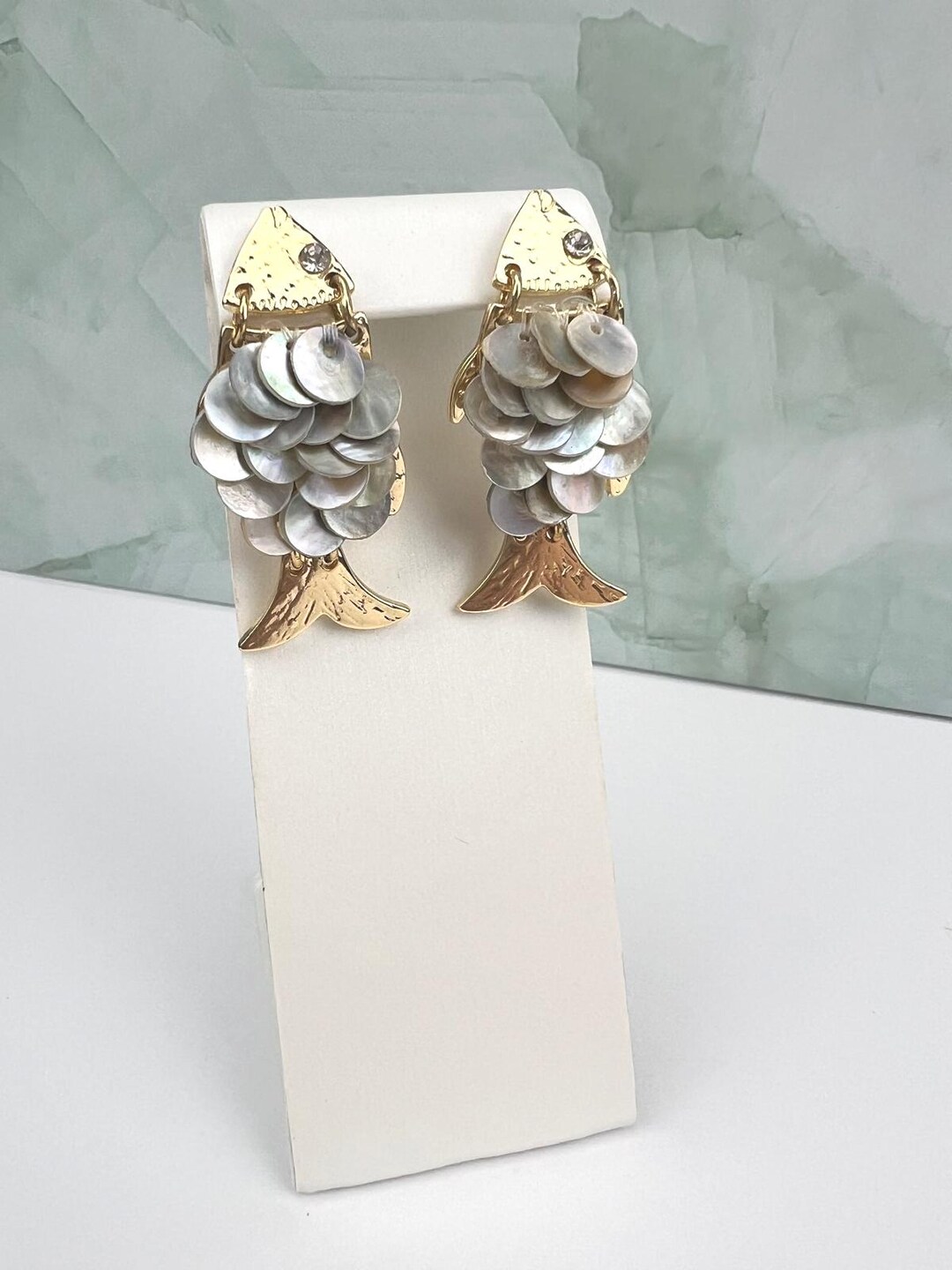 Gold Fish Scale Statement Earrings | Ocean Inspired Dangle Earrings ...
