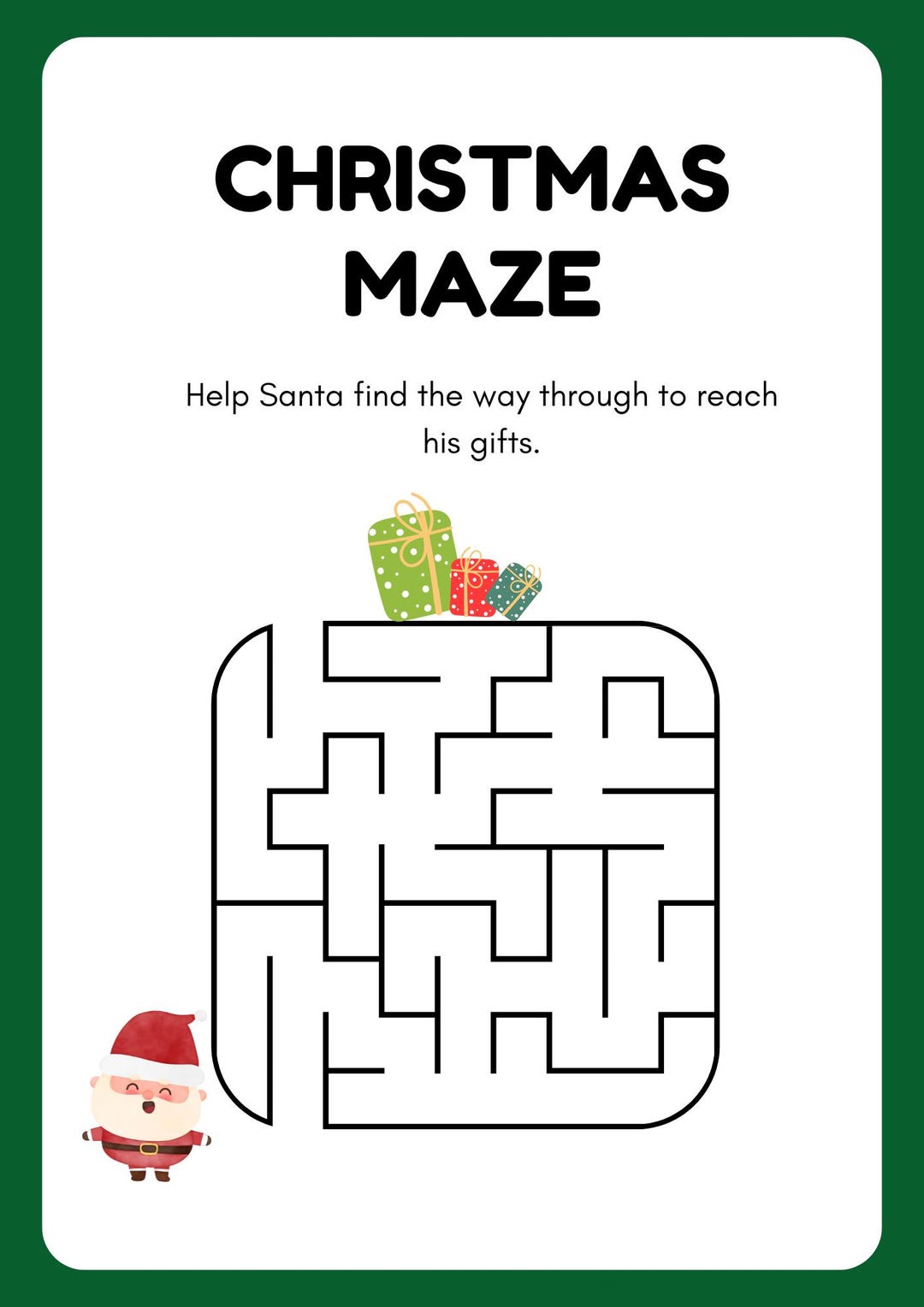 Christmas Maze Printable | Santa Maze Game for Kids | Holiday Activity ...