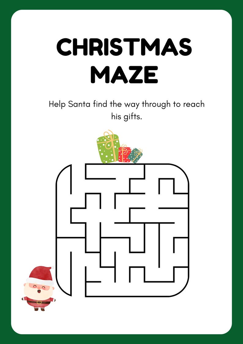 Christmas Maze Printable | Santa Maze Game for Kids | Holiday Activity ...
