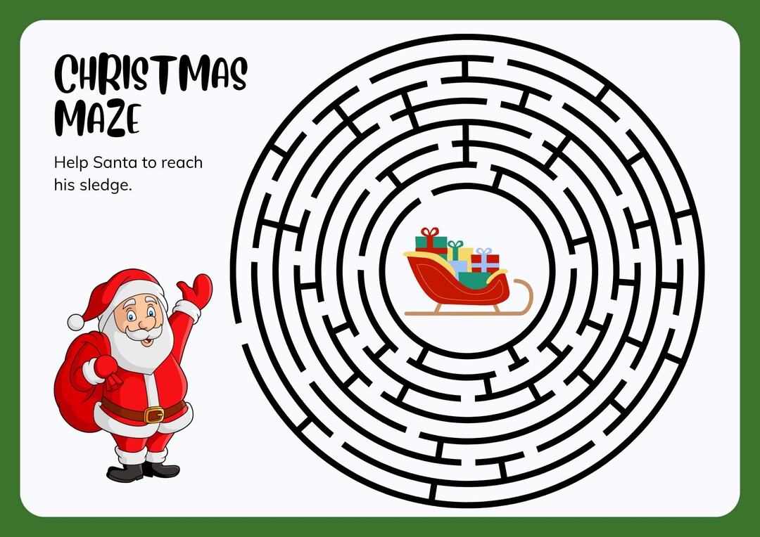 Christmas Santa Maze Printable | Holiday Kids Activity (PDF + PNG) - Etsy