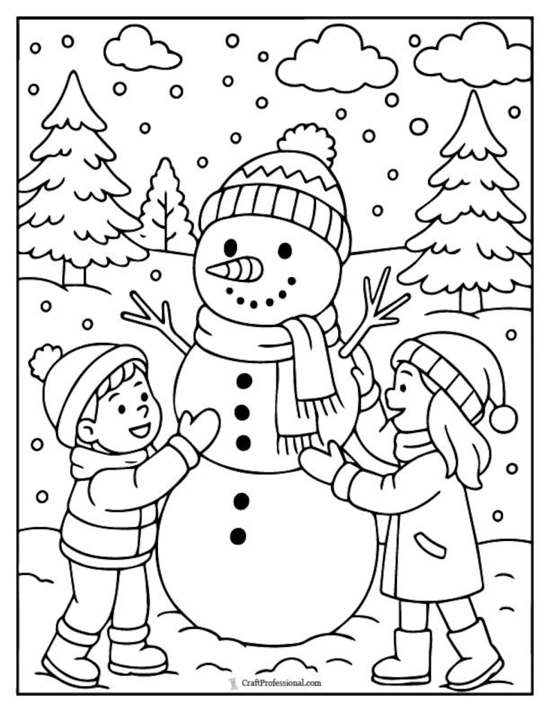 Snowman Family Coloring Page | Winter Kids Activity (PDF) - Etsy