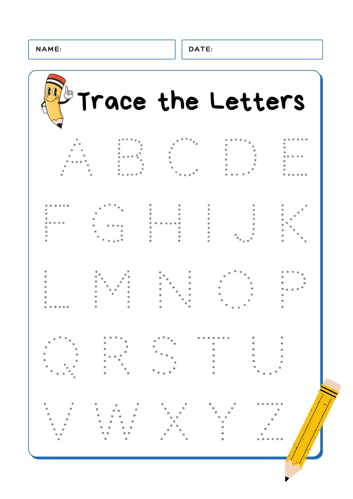 Alphabet Tracing Worksheet | ABC Letter Practice Printable | Preschool ...