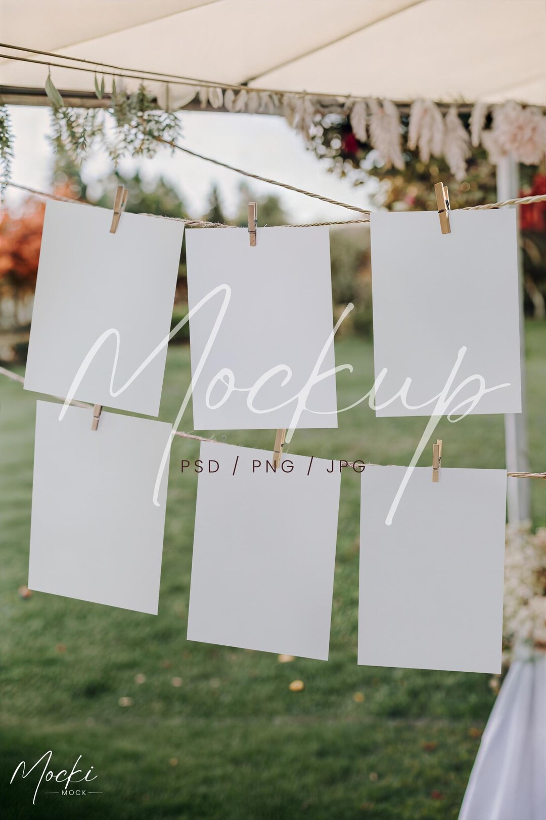Hanging Cards Mockup, 5x7 Wedding Seating Chart Mock up (psd/canva) - Etsy