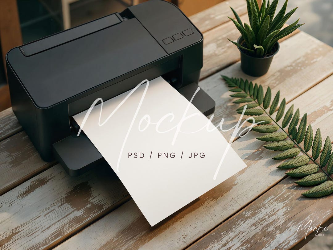 Black Printer Mockup, Close up Printer Mock Up, Desk Printer Mockup ...
