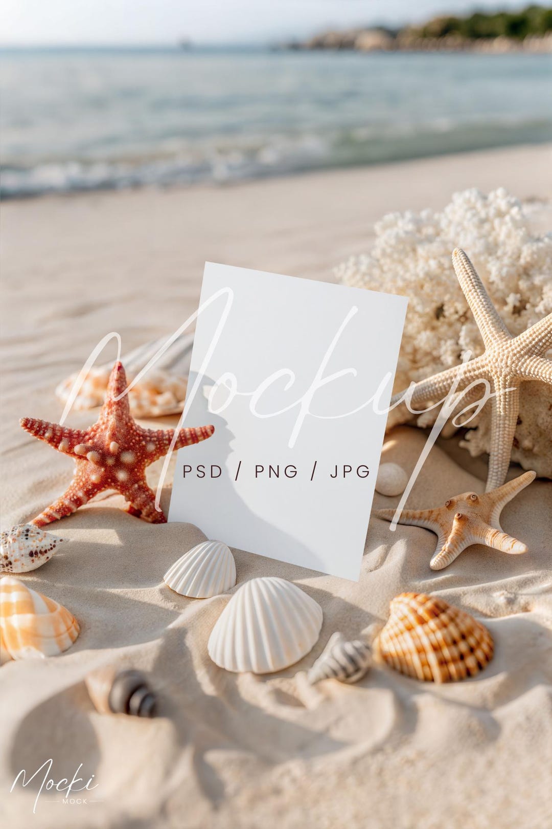Summer Card 5x7 Mockup, Beach Invitation Mockup PSD, Canva Blank Card ...