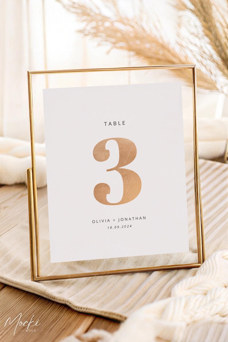 8x10 Table Sign Mockup, Boho Table Number Mockup, Bridal Shower Gold ...