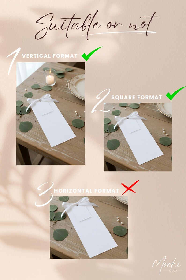 Wedding Menu and Name Tag Mockup – Minimalist 4x9 and 2x3 Display - Etsy