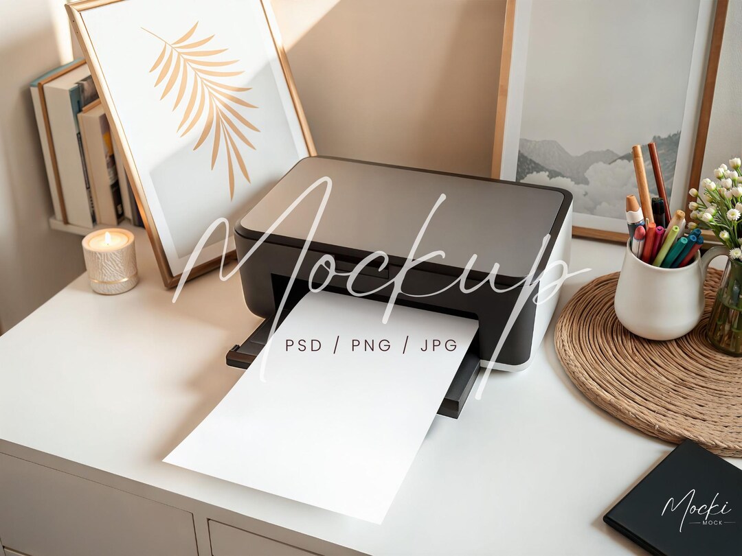 Printer Mockup PSD, Poster Mockup PSD, Vertical Poster Mockup, A4 Page ...