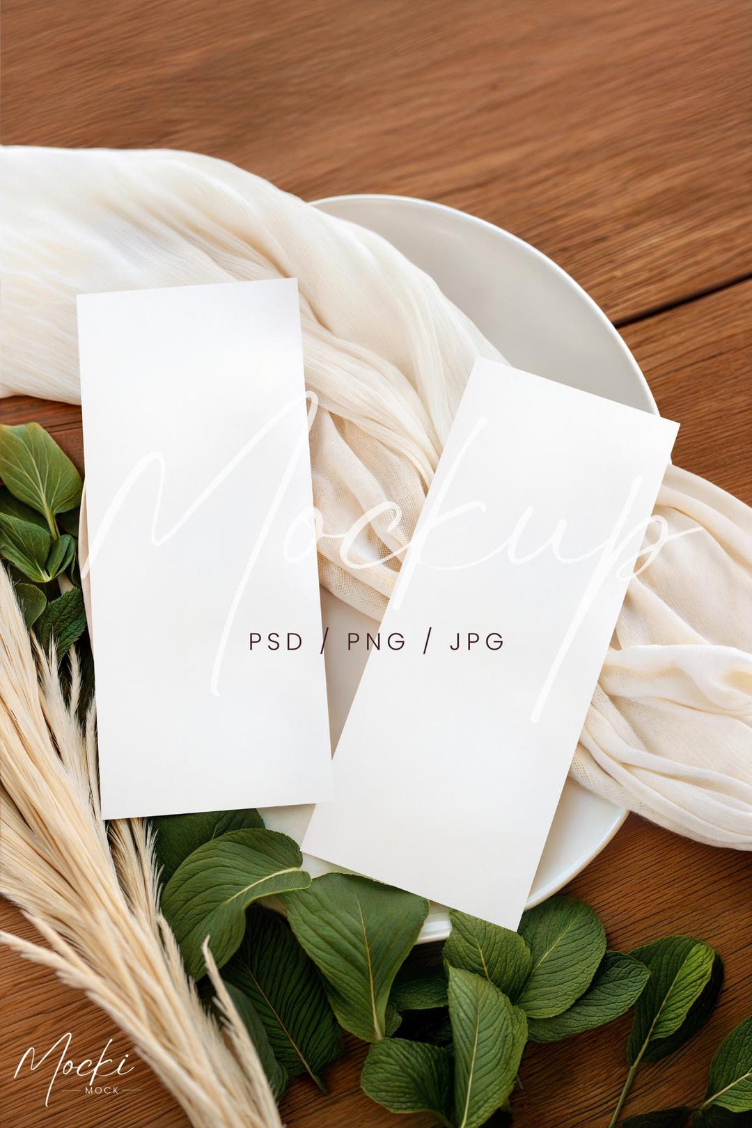 Wedding Program Mockup, Wedding Menu Card Mockup, Bridal Shower 4x9 ...