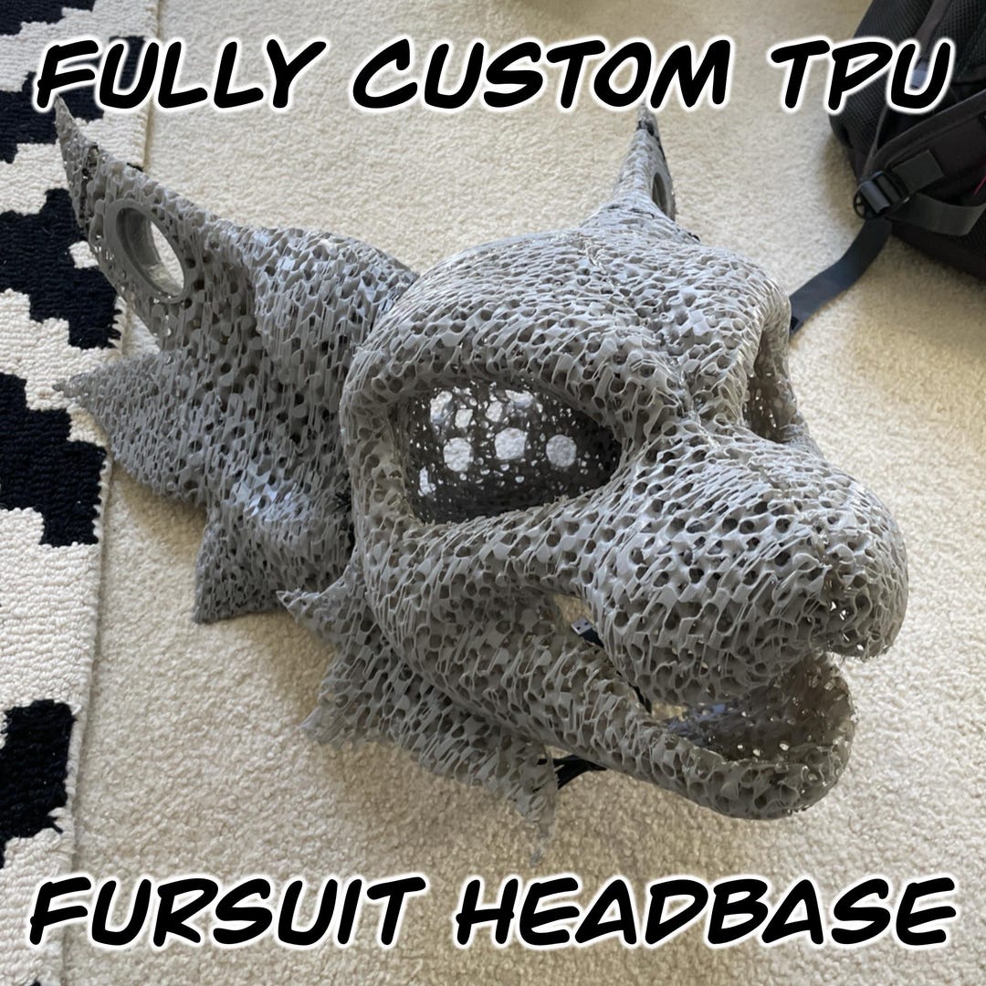 CUSTOM TPU 3D Printed Fursuit Head Base Cute Cosplay Furry Accessories ...