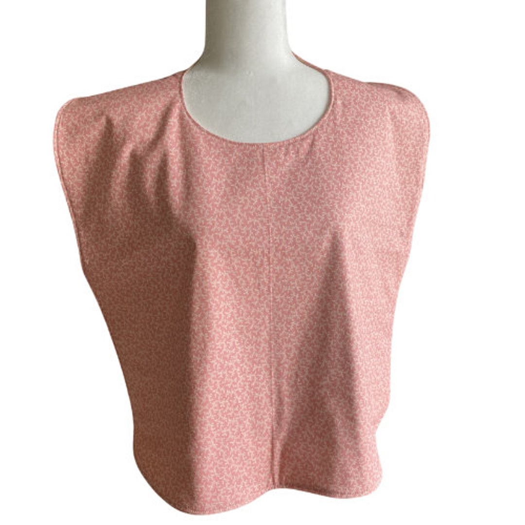 Pink Floral Bib/adult Bib With Velcro Closure/clothing Protector ...