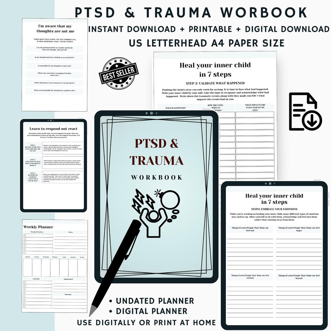 PTSD & Trauma Processing Workbook| Worksheets| Therapy| Safety Plan ...